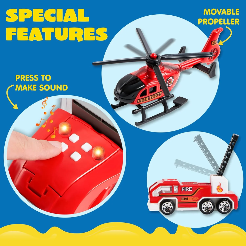25 in 1 Fire Engine Truck Toy Set - Realistic Sound & Light, Safe for ...