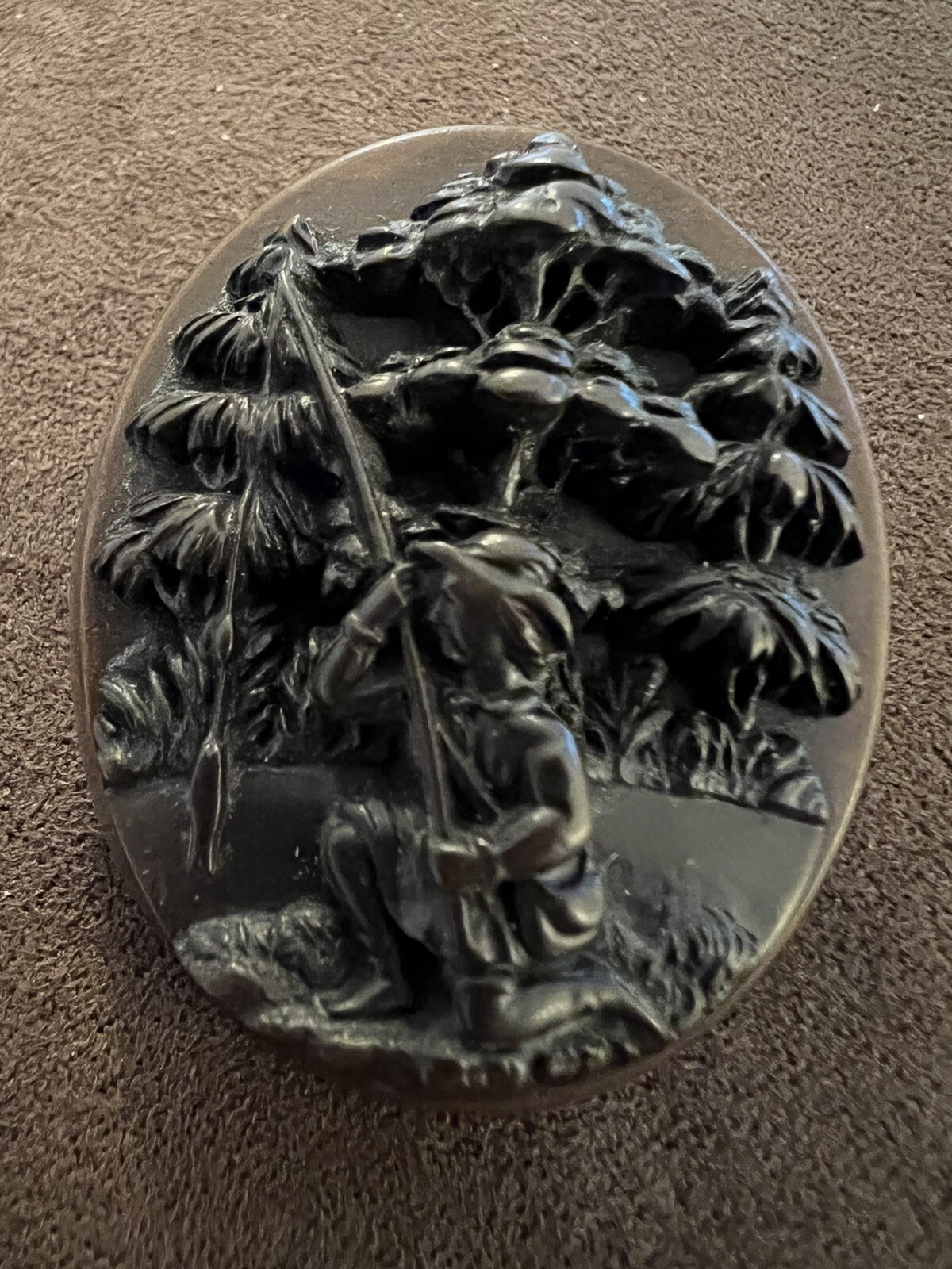 Antique Victorian High Relief Gutta Percha Vulcanite Pin Brooch Tree ...