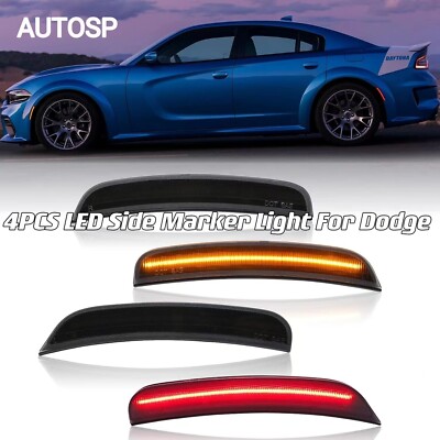 LED Side Bumper Marker Lights For 2015-22 Dodge Charger R T Scat Pack ...