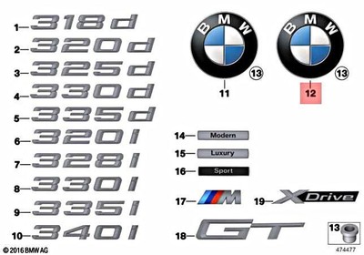 Genuine BMW F34 Gran Turismo BMW Emblem Badge Chrome OEM 51147301062 | eBay