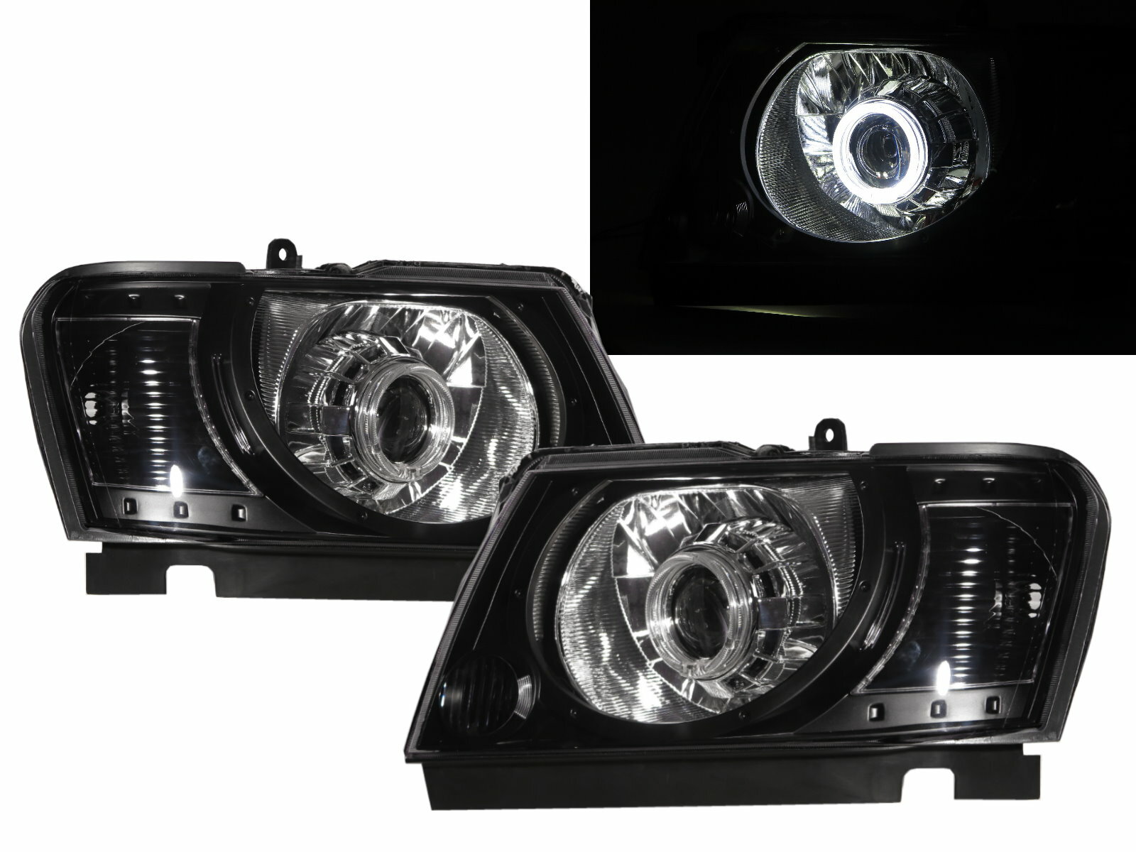 Patrol GU4 Y61 2004-ON Guide LED Angel-Eye Projector Headlight BK for ...