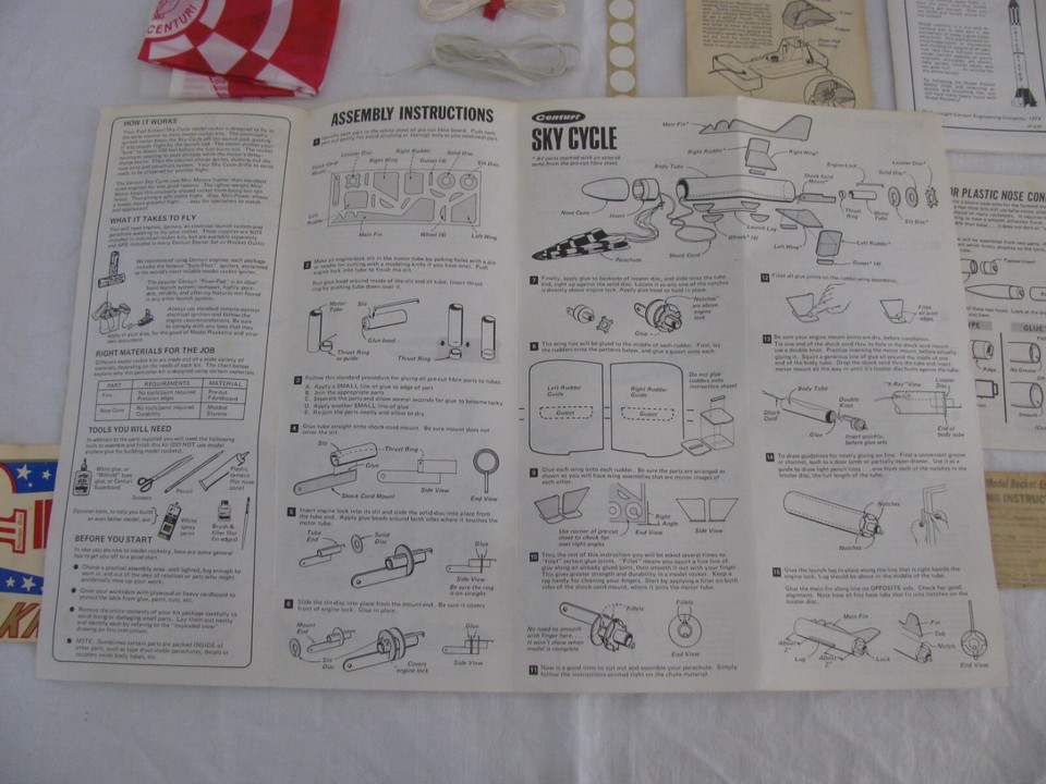 1975 Centuri Evel Knievel Sky Cycle Outfit Flying Model Rocket Starter ...