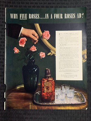 1938 FOUR ROSES WHISKEY 10x14" Print Ad VG+ 4.5 Why Five Roses? | eBay