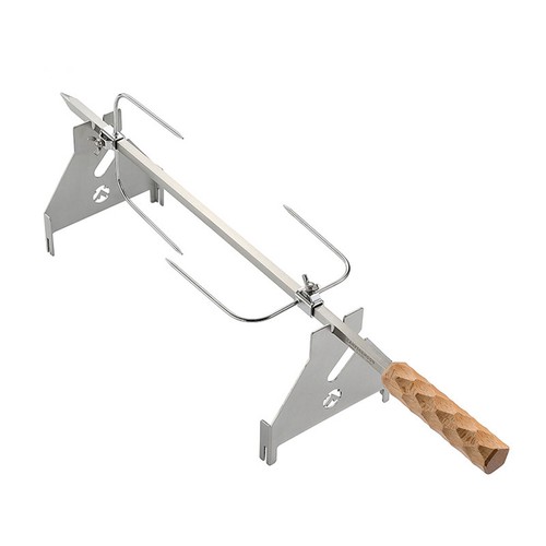 Durable Stainless Steel Hand Movement Rotisserie Grill Wooden Handle ...