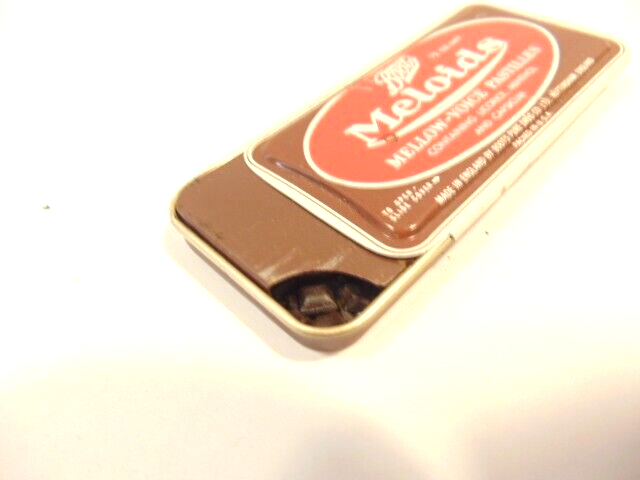 vintage Boot's Meloids (mellow-Voice Pastilles) pocket-size tin w/ old ...