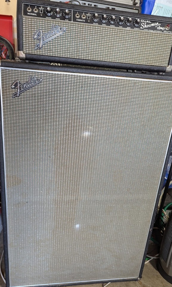 1967 Fender Dual Showman Amp and 2x15 Speaker Cabinet Blackface Vintage ...