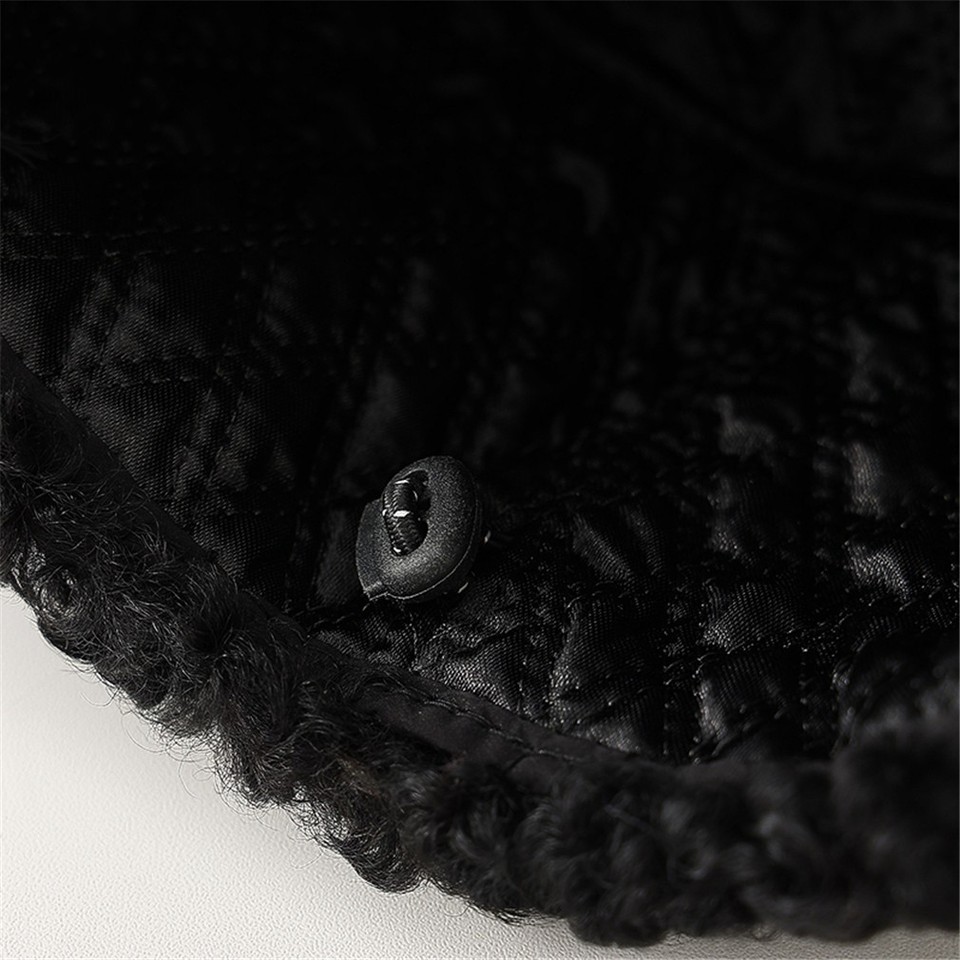 100% Real Sheep Fur Hat Thicken Winter Warm Flat Top Cap for Handsome ...