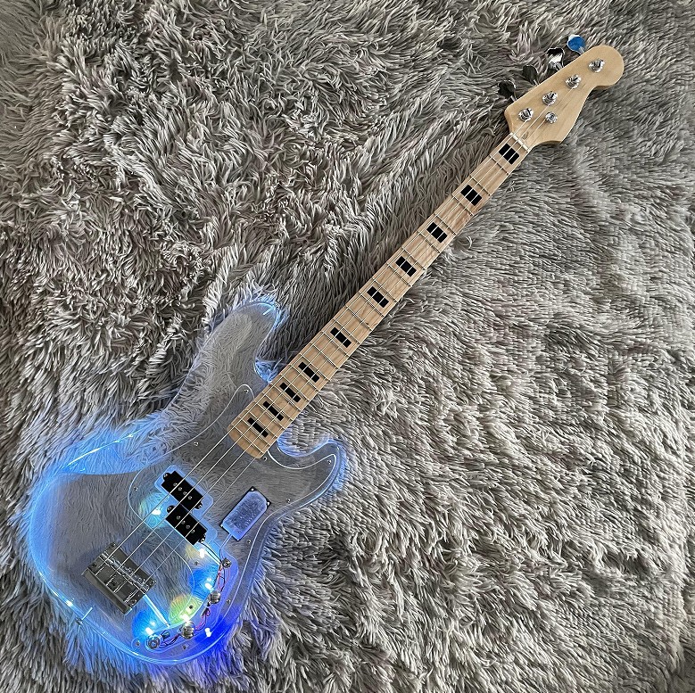 4-string Colorful LED Light PB Electric Bass Guitar Acrylic Body maple ...