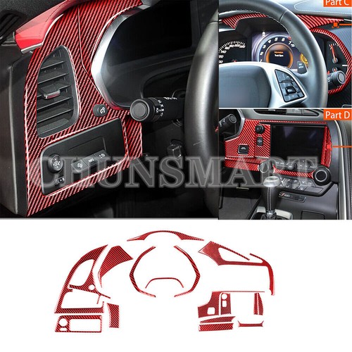 Red Carbon Fiber Dashboard Panel Cover Trim For Chevrolet Corvette C7 ...