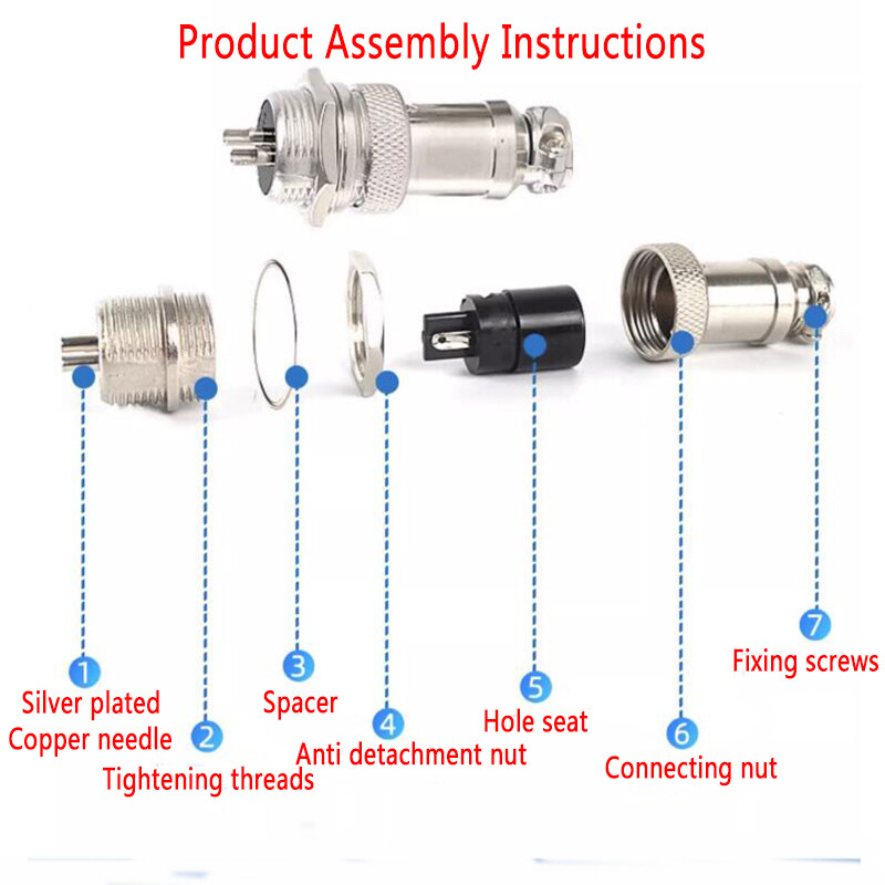 GX12/16 Aviation Connector Socket Plug 2 Pin-10 Pin Male&Female + Cap 1 ...