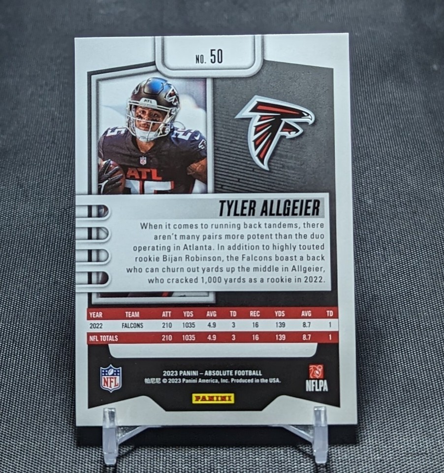 Tyler Allgeier Green Foil 2023 Absolute Football Card #50 Atlanta ...