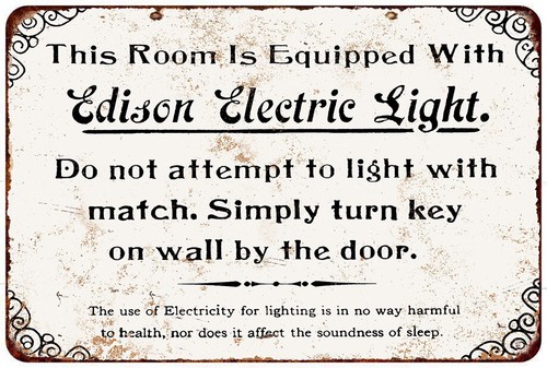 Edison Electric Lights Vintage reproduction metal sign | eBay