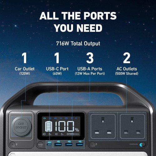 Anker 535 Solar Generator Portable Battery System + SOLIX PS100 100w ...