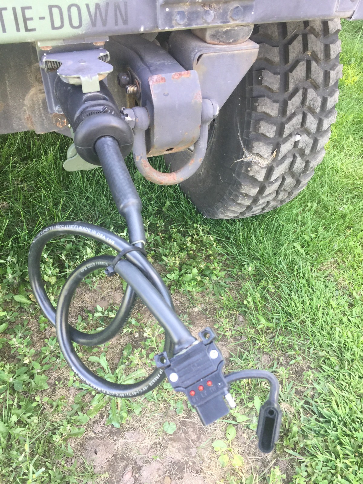 M998 HUMVEE PINBALL RECEIVER HITCH + 36” CABLE “A” TRAILER WIRING ...