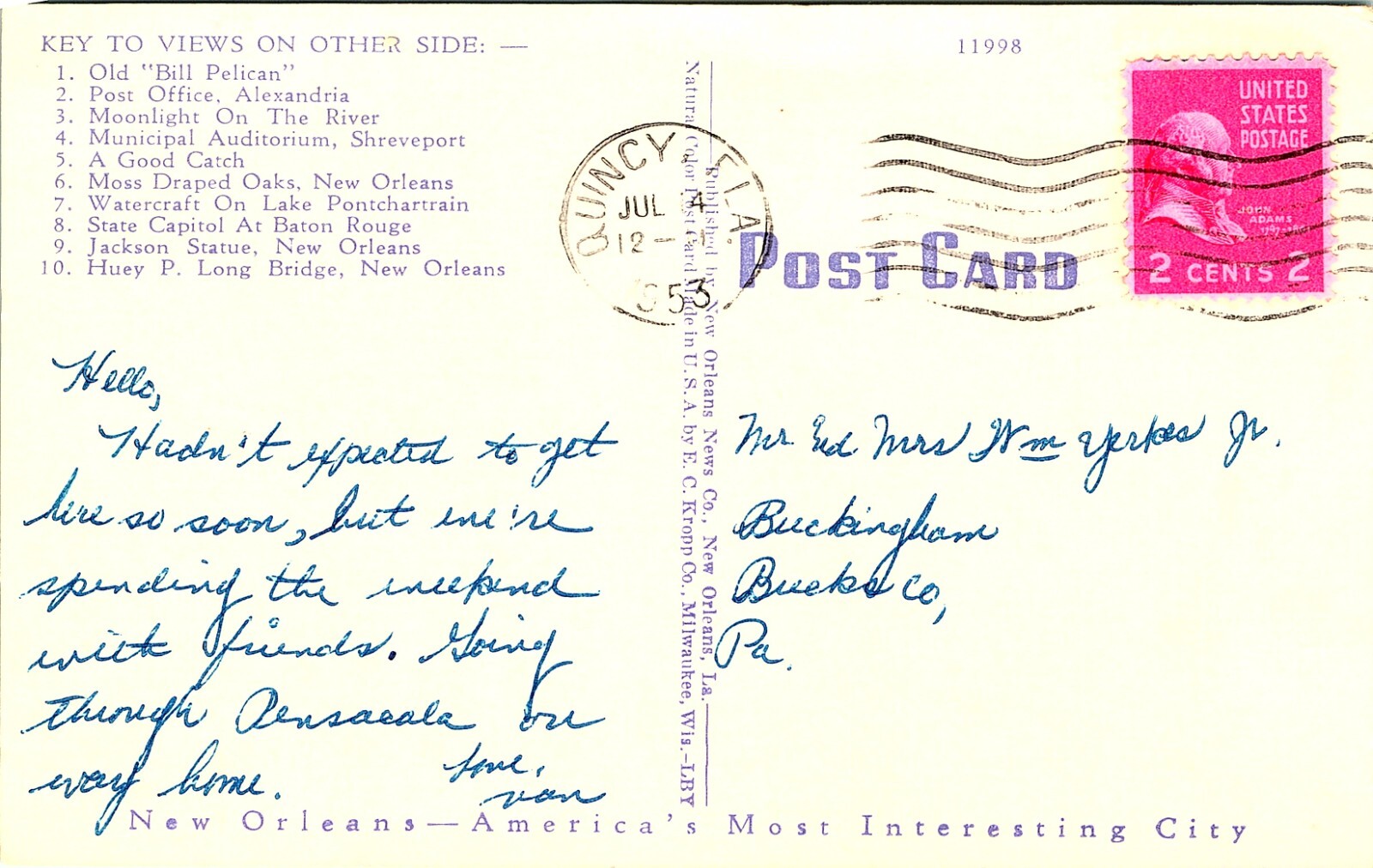 VINTAGE 1950'S POSTCARD - 10 VIEWS OF NEW ORLEANS - "PARIS OF AMERICA ...