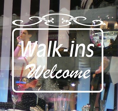 WALK-INS WELCOME VINYL DECAL STICKER BUSINESS SIGN WALK INS 11" W X 8.5 ...