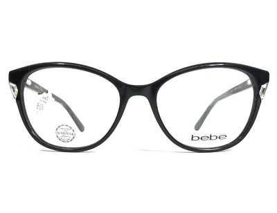 Bebe Eyeglasses Frames BB5178 001 JET Black Cat Eye Swarovski Crystals ...