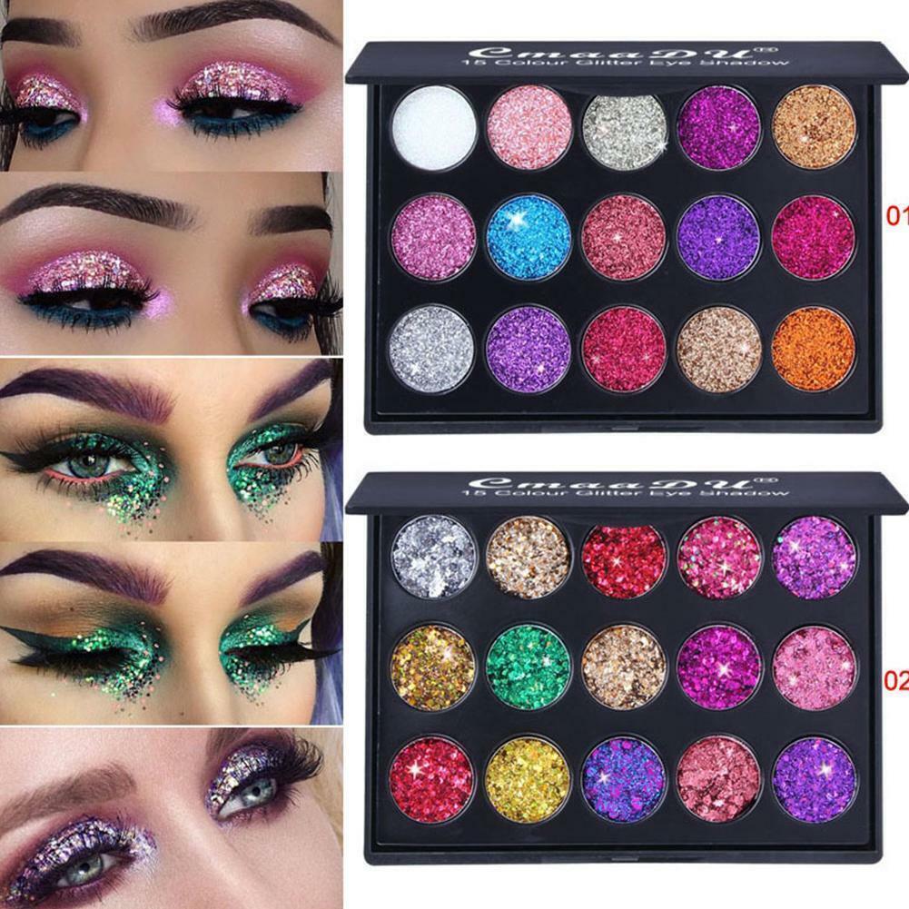 Glitter Eyeshadow 15 Colors Matte Makeup Kit Shimmer Eye Shadow Powder ...