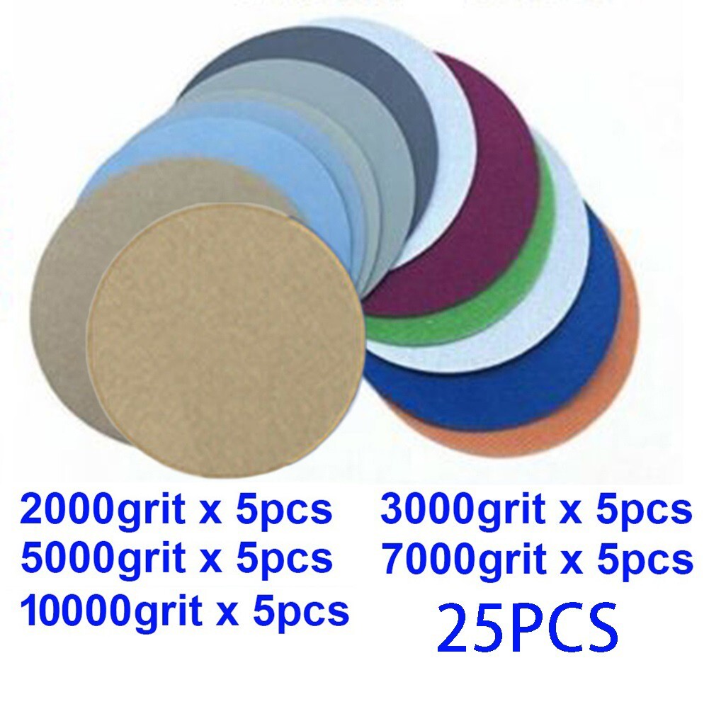 Professional Grade Hook&Loop Sandpaper Discs 25pcs 5inch Multiple Grit ...