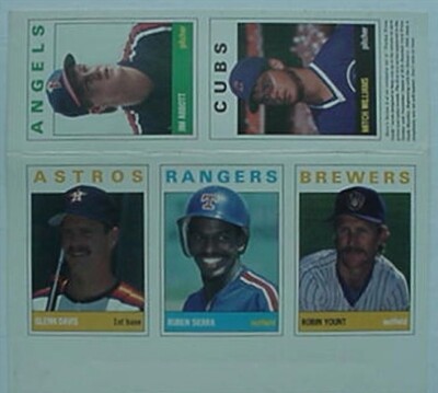 1989 BASEBALL REPLI-CARDS PANEL - ROBIN YOUNT, RUBEN SIERRA, JIM ABBOTT ...
