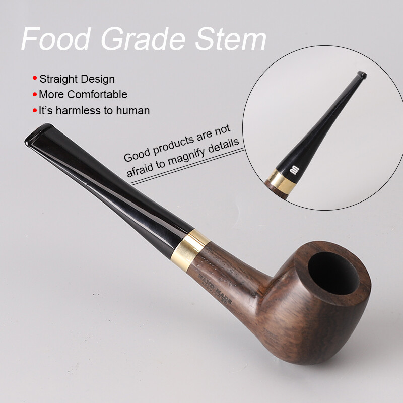 MUXIANG Ebony Wooden Smoking Pipe 9mm Filter Straight Stem Tobacco Pipe ...