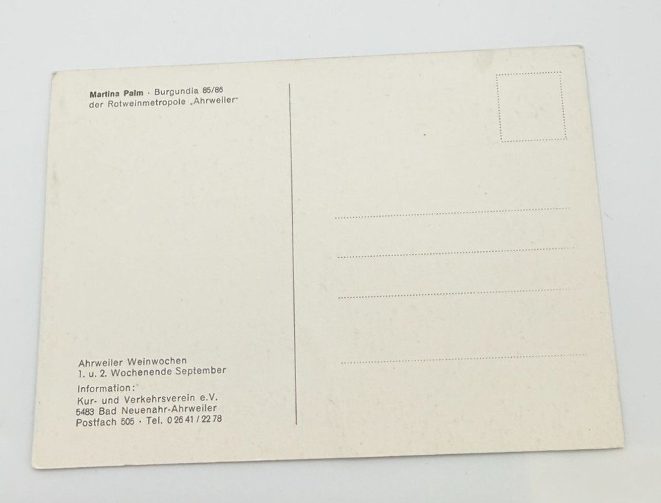 Vintage Postcard Germany Ahrweiler Wine Week Queen Burgundia Red Wine ...