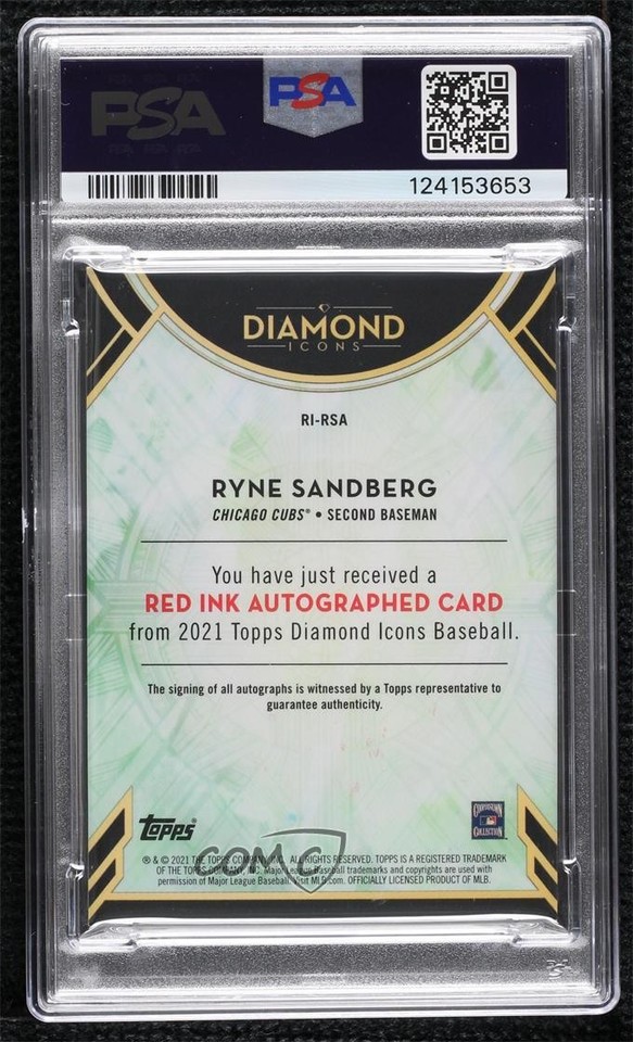 2021 Topps Diamond Icons Red Ink Purple /10 Ryne Sandberg #RI-RSA PSA 8 ...