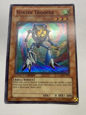Yugioh Vortex Trooper Super Rare Limited Edition GLAS-ENSE2 HP | eBay