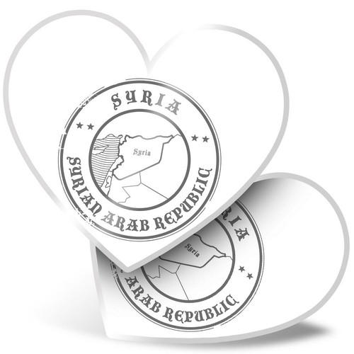 2 x Heart Stickers 15 cm - BW - Syria Map Arab Republic Syrian #39890 ...