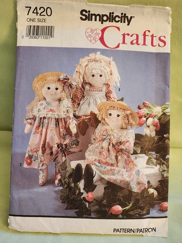 Simplicity Craft Pattern 7420 - 24inch rag doll with clothes UNCUT ...