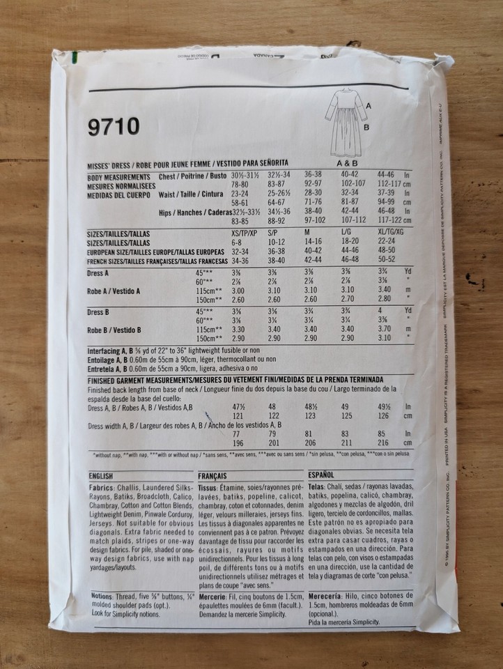 Simplicity 9710 Women's Long Dress Pattern Size XS-XL Uncut | eBay