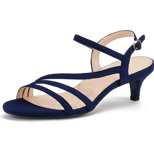 IDIFU Women's Dressy Strappy 2 Inch Low Kitten Heel Open Toe Sandals ...
