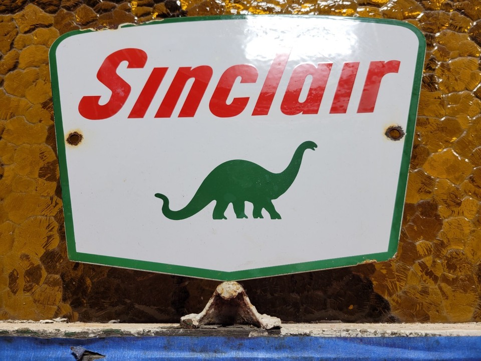 VINTAGE SINCLAIR PORCELAIN SIGN GASOLINE MOTOR OIL SALES SERVICE GARAGE ...