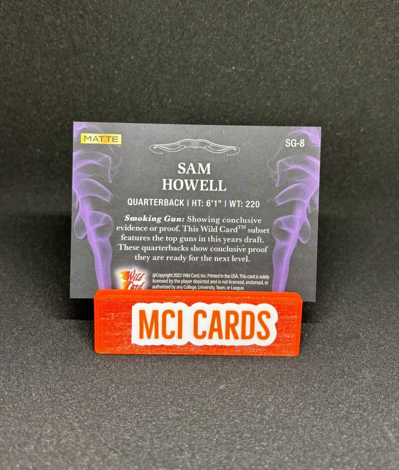 2022 Wild Card MATTE Black- Smoking Guns Purple- Sam Howell (RC ...