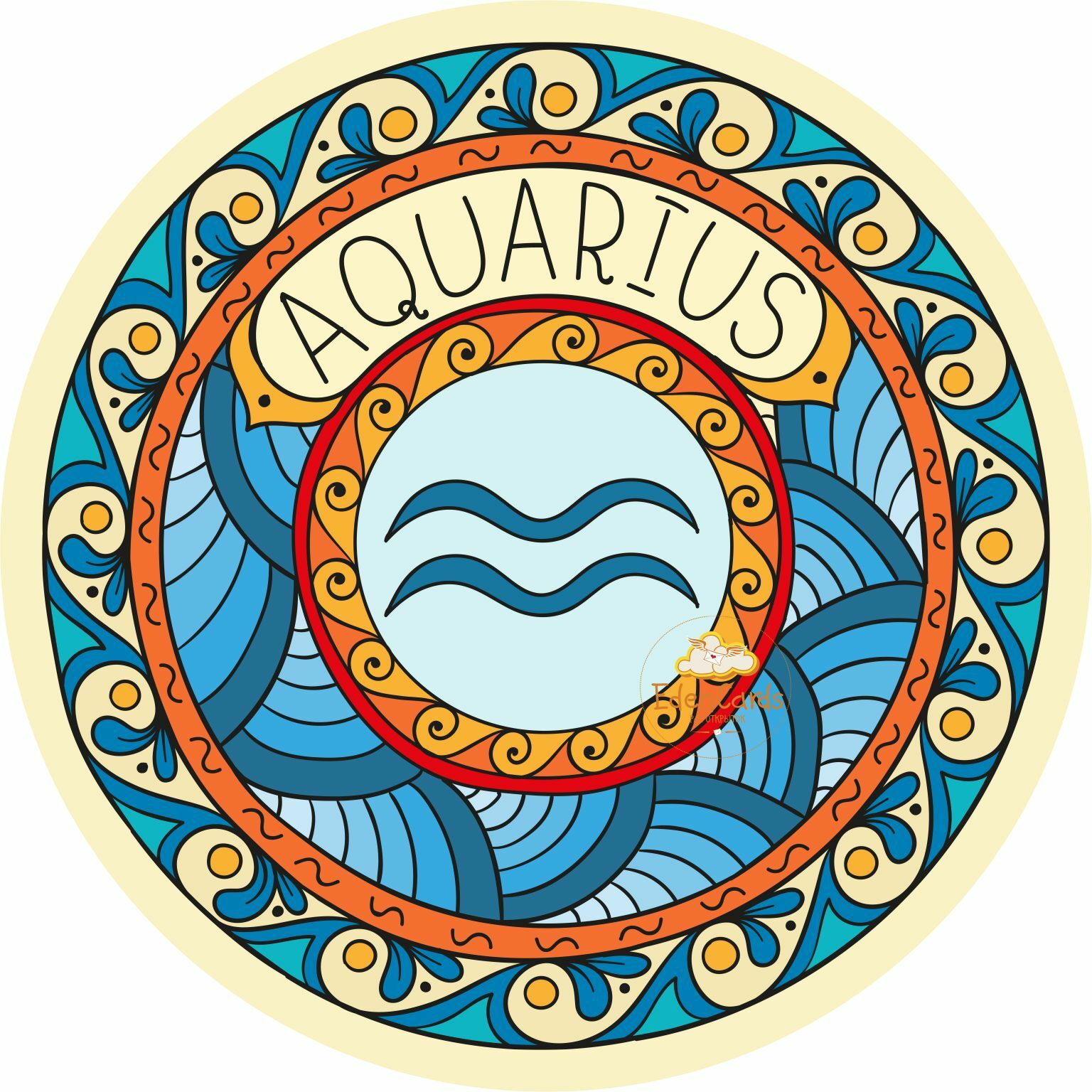 Aquarius: Zodiac signs Russian modern Round postcard / Postcrossing | eBay