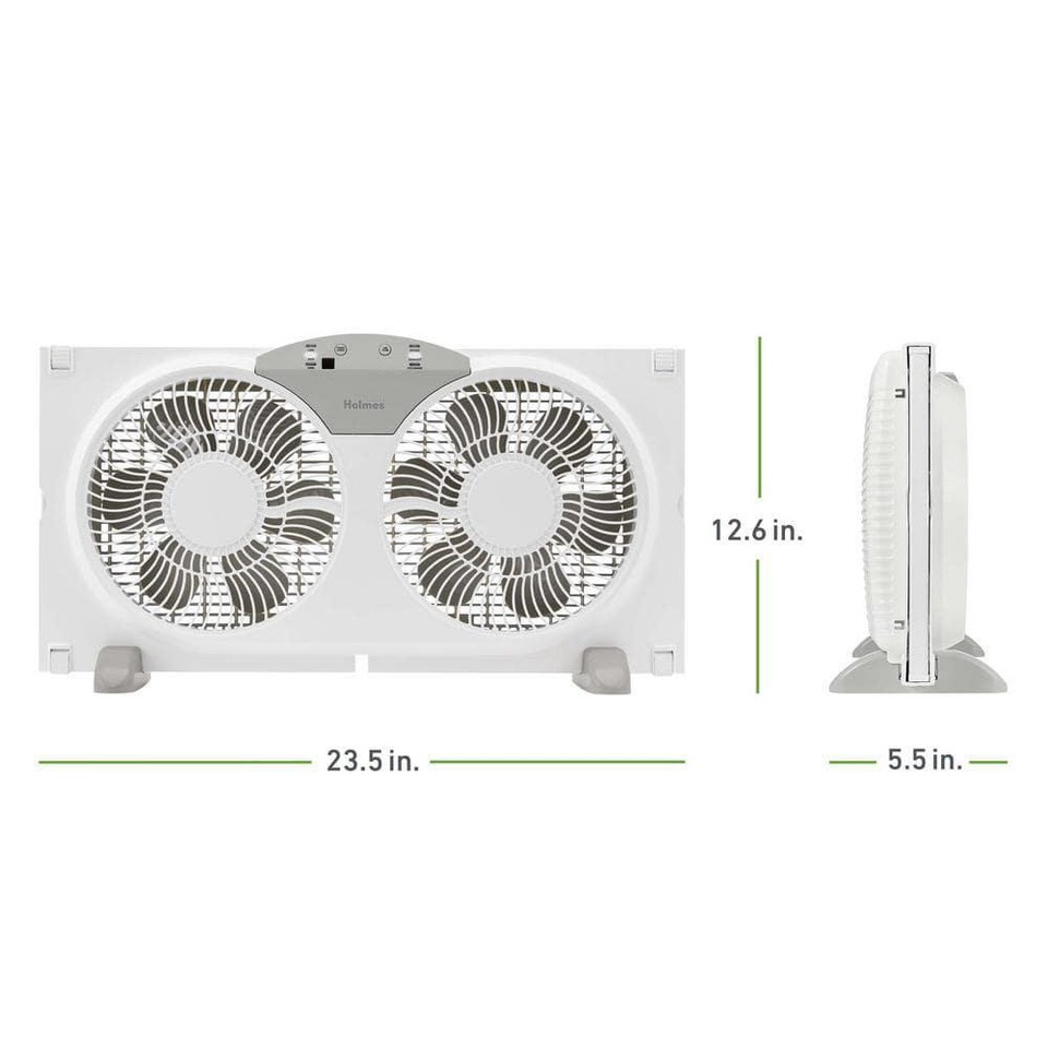 Holmes Window Fan Twin Blade 3-Speed Digital 9" White Remote Control ...