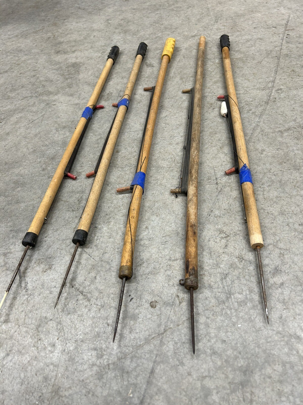 Vtg wood Lot Of 5 spike ice fishing pole Poles Rods Pick Pic Ends ...