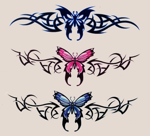 3 BUTTERFLY TATTOO STYLE TRAMP STAMP Vinyl R/C TABLET STICKERS/BIKE ...