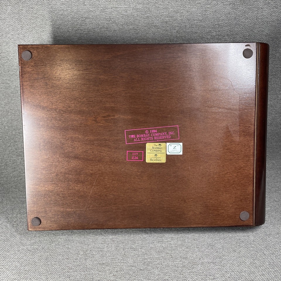 Vtg 90s Bombay Co Wooden Box Brass Hinges Lined Keepsake Memory Bible ...