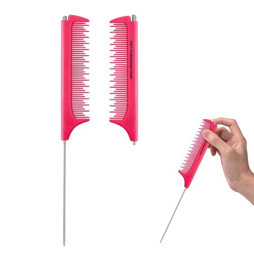 Rat Tail Combs for Parting, 2 Pack Fine Tooth Teasing Comb 1 Pack-Pink ...