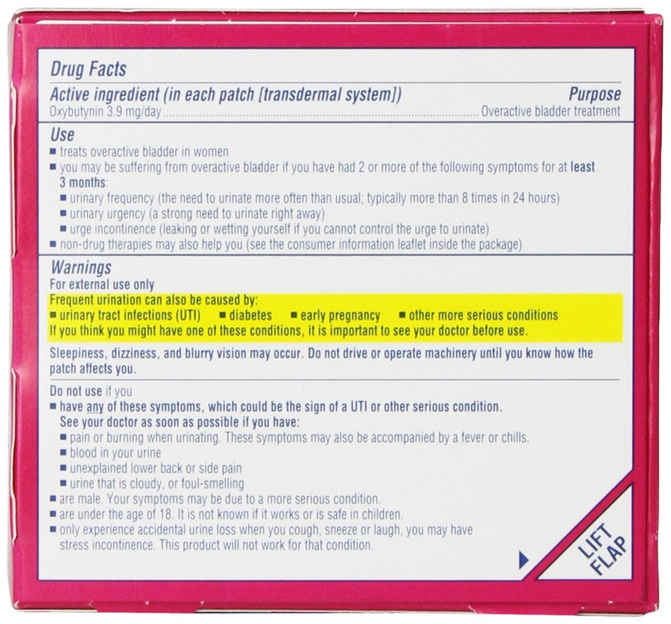 Overactive Bladder Transdermal Patch, 8 Count | eBay