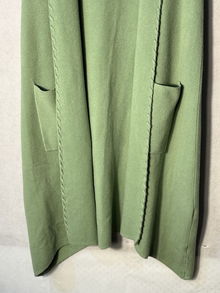 Ladies One Size Isle Of Mine Sleeveless Open Cardigan Long Green ...