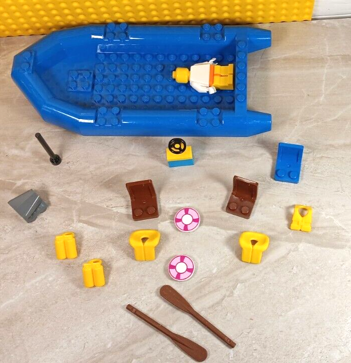 LEGO Rubber RAFT Blue Reinforced Oars Scuba Gear SEATS Gear HELM Big ...