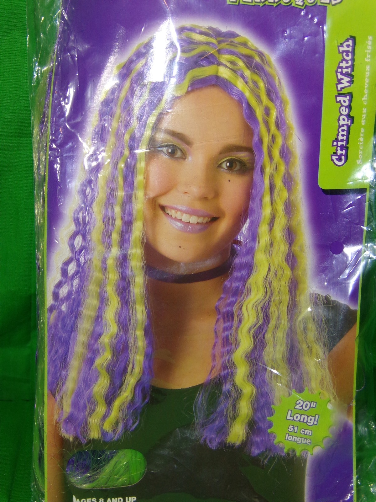 2004 PMG Halloween Wigs CRIMPED WITCH Wig Ages 8+ Purple Green ...