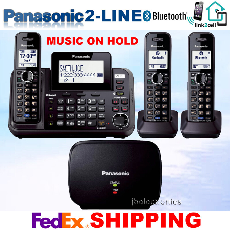 PANASONIC KX-TG9542B 2-LINE PHONE LINK2CELL MUSIC ON HOLD 3 CORDLESS 1 ...