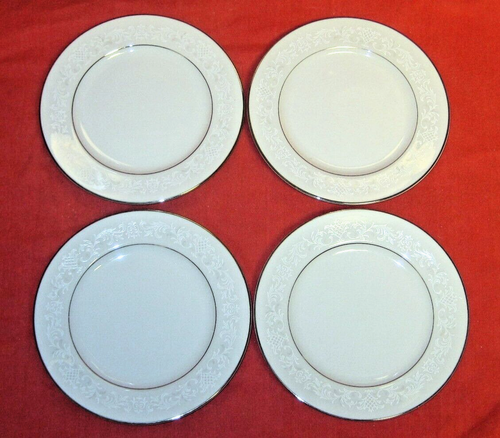SET OF ~ 4 ~ SANGO FLORENCE SALAD PLATES 7 3/4" design on Rim WHITE ...