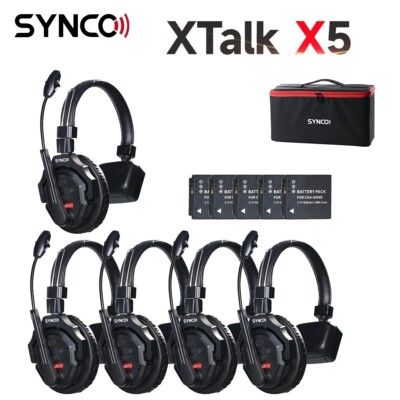 Synco Xtalk X5 2.4GHz Full-Duplex Headset Wireless Intercom System for 5-Person | eBay