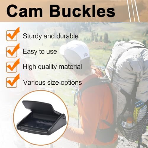 5pcs 2" 50.5mm Webbing Cam Buckles Plastic Black Toggle Clip Backpack ...