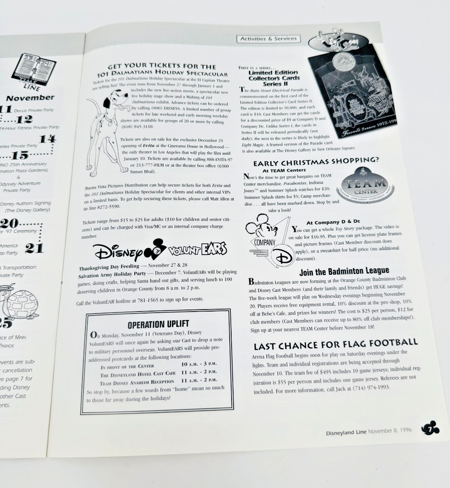 Disneyland Line Vol. 28 #45 Nov. 8, 1996 Cast Member News Ambassador ...