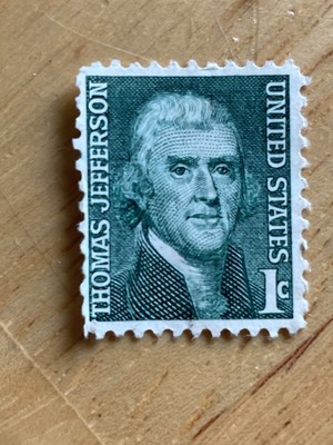 Stamp1965 US 1 Cent Thomas Jefferson Stamp Green Rare Vintage Authentic ...